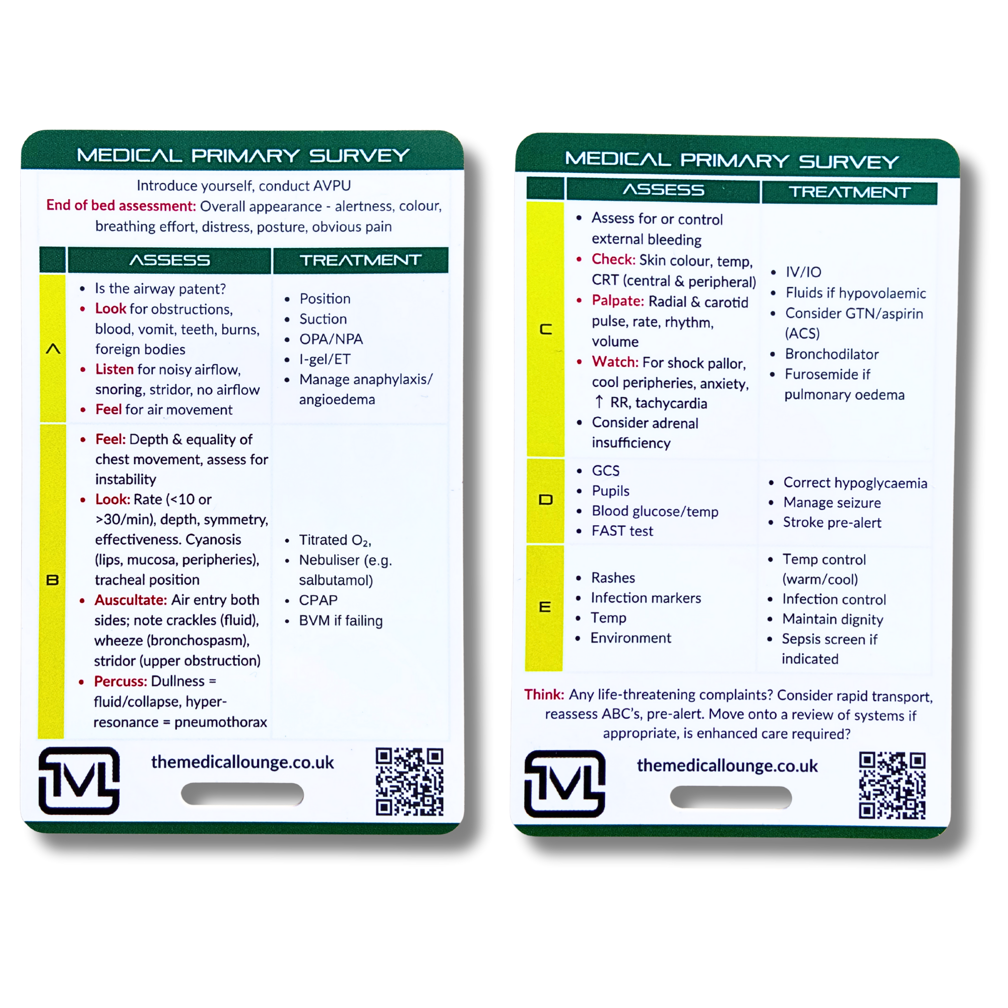 Medical Primary Survey – ABCDE Assessment Reference Card – The Medical ...